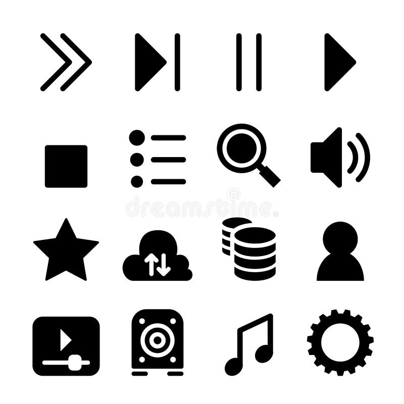 Media player icon set stock vector. Illustration of panel - 75011576