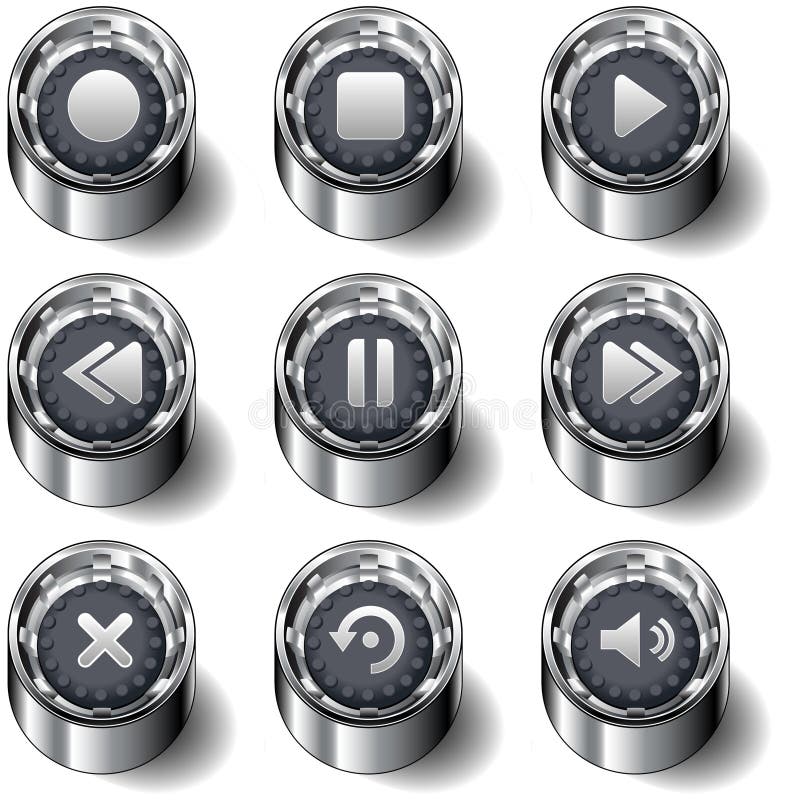 Set App Icons, Metallic Media Player Buttons Colle Stock Vector ... Set App Icons, Metallic Media Player Buttons Colle Stock Vector ...