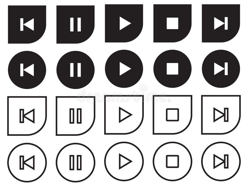 Media Player Icon Vector Set Collection for Web Stock Vector ...