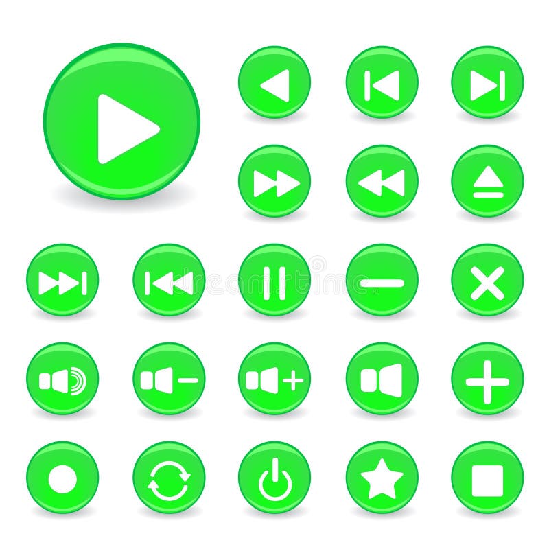 Media player icons stock vector. Illustration of green - 14494654