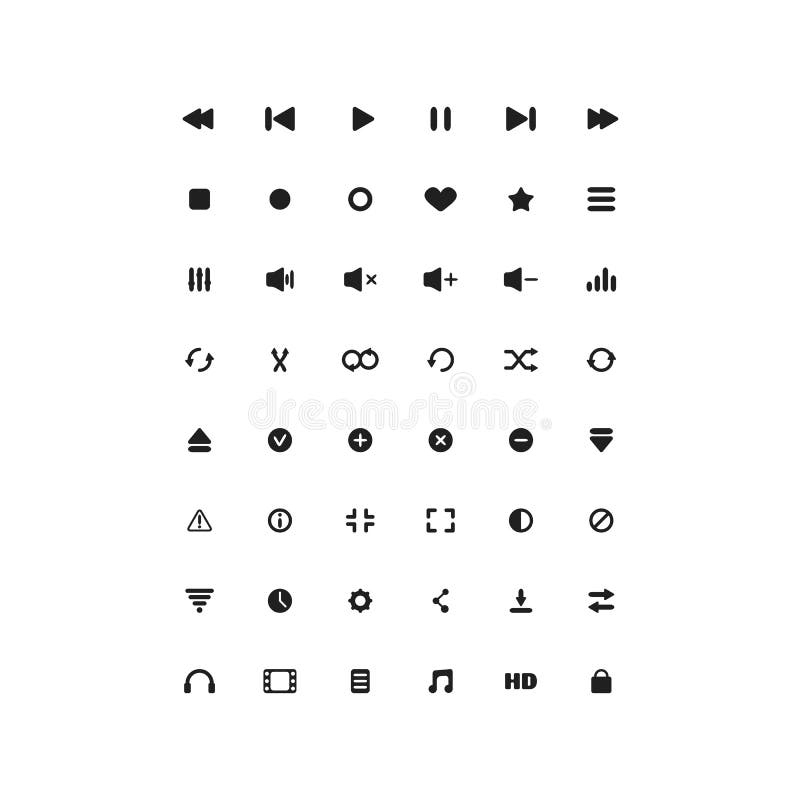 Player Web Icons, Green Grey Solid Icons Stock Vector - Illustration of ...