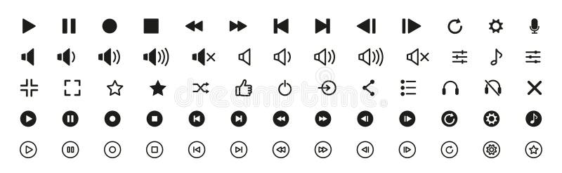 Media Player Icons Set. Media Player Interface Symbols Set Stock Vector ...