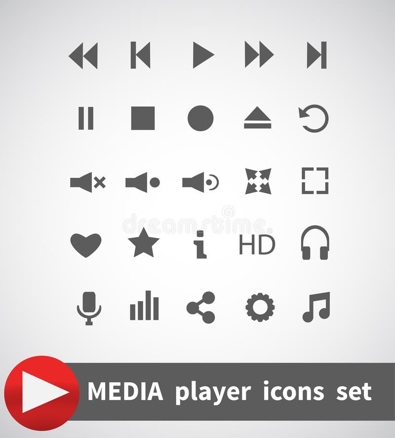 Media Player Icons Set. Multimedia. Isolated Stock Vector ...