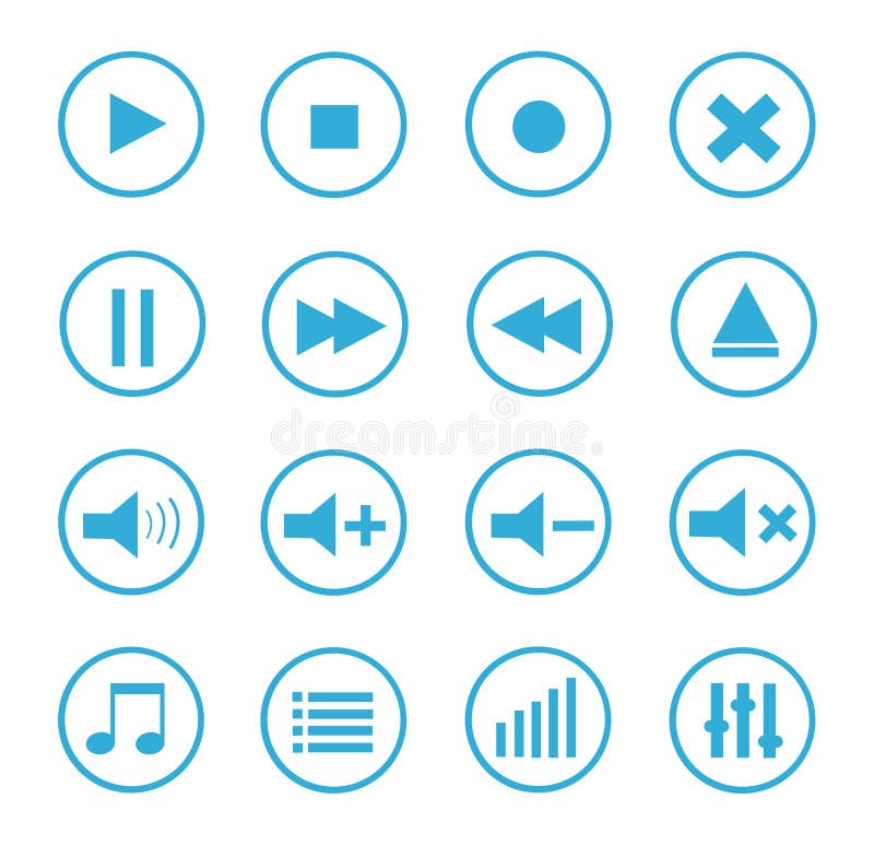 Media Player Icons Set stock vector. Illustration of settings - 83474560