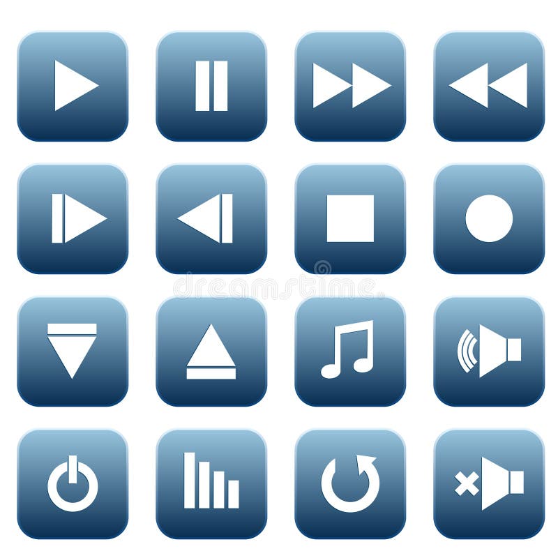 Media player icons set stock vector. Illustration of forward - 34496799
