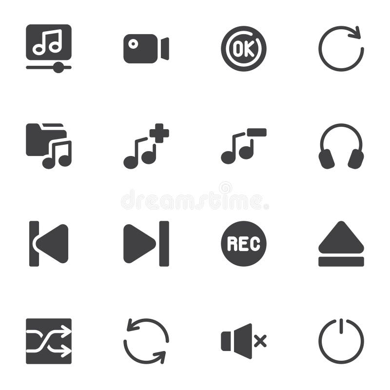 Media Player Interface Vector Icons Set Stock Vector - Illustration of ...