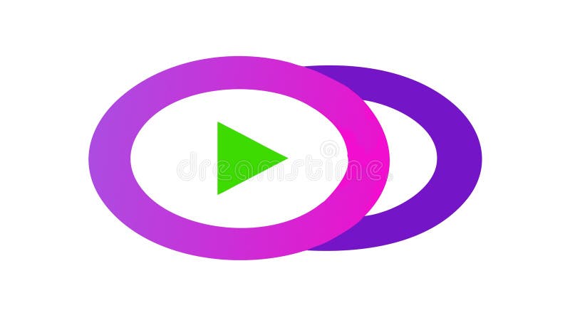 Media Player Play Button Overlapping Ovals Icon, Vector Design ...