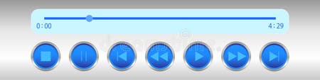 Media Player Playback Panel Template Isolated on White Background ...