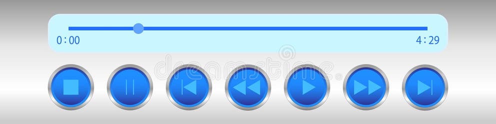 Media Player Playback Panel Template Isolated on White Background ...