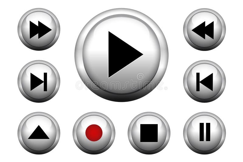 Media web buttons set stock vector. Illustration of multimedia - 30091708