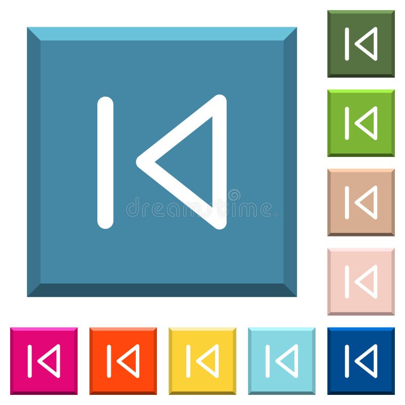 Media Prev White Icons on Edged Square Buttons Stock Vector ...