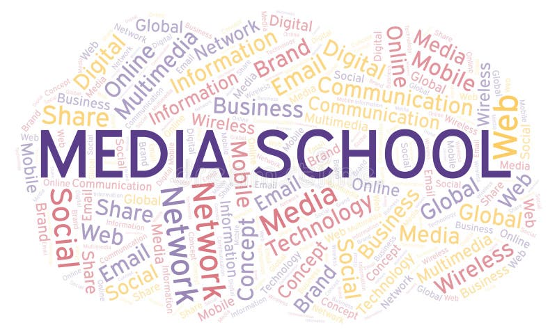 Media School word cloud stock illustration. Illustration of isolated ...
