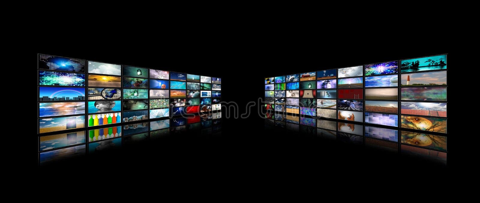 Multi Media Screens Displaying Images/information Stock Illustration ...