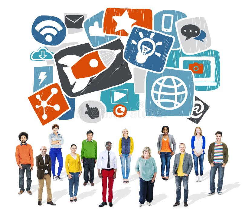 Media Social Media Social Network Internet Technology Online Con Stock ...