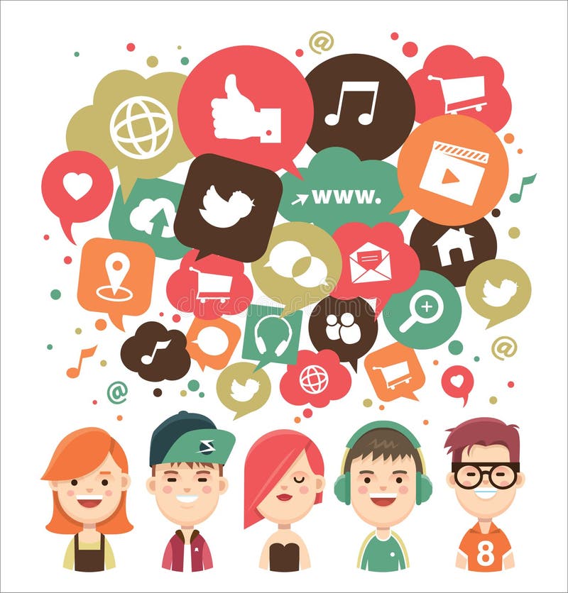 Media sociales ilustración del vector. Ilustración de hombres - 76188011