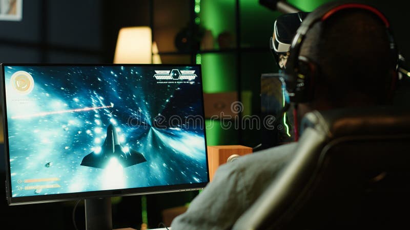 Media Star Using Headset Mic To Chat with Viewers, Filming Gaming ...