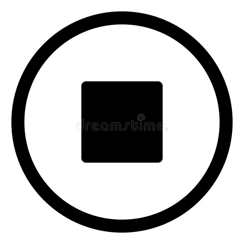 Media Stop Button. Outline Icon Vector Illustration Isolated on White ...