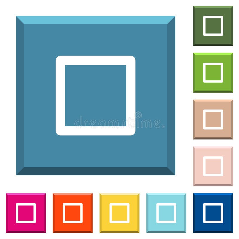 Media Stop White Icons on Edged Square Buttons Stock Vector ...