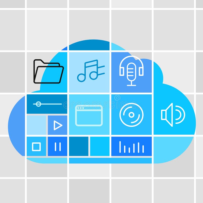 Media Storage Cloud Technology Stock Vector - Illustration of server ...