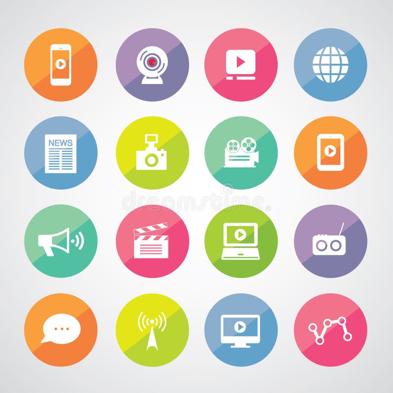 Media symbol set stock vector. Illustration of display - 89777221