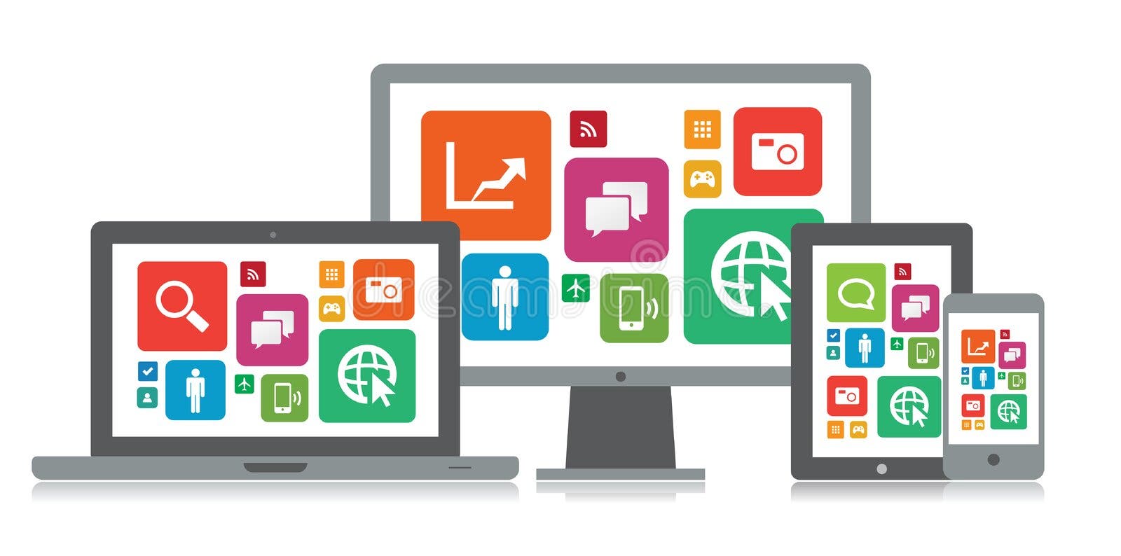 Vector Circle Computer and Mobile Device Concepts Stock Vector ...