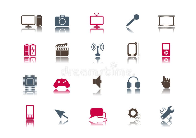 Media & Technology Icon Set | Clean Stock Vector - Illustration of icon ...
