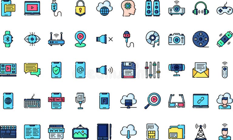 Media Technology Icons High-Quality Vector Icons Collection with ...