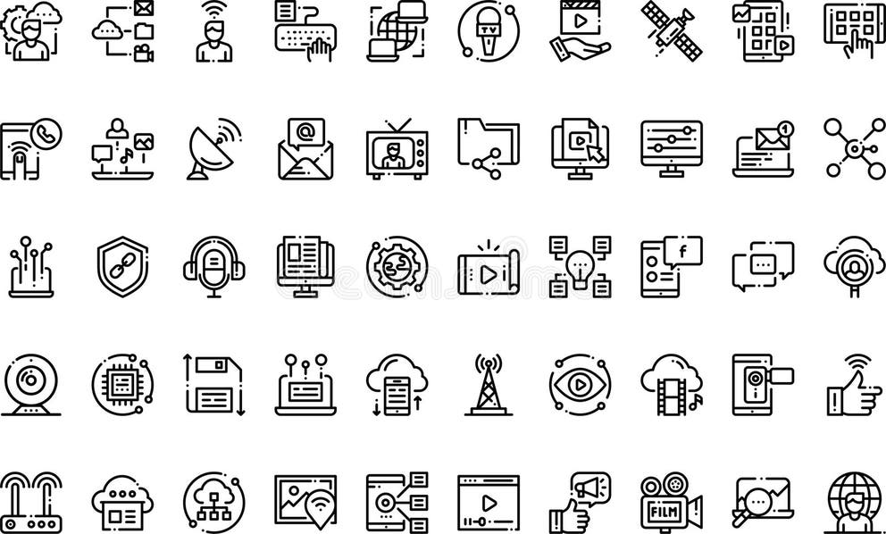 Media Technology Icons High-Quality Vector Icons Collection with ...