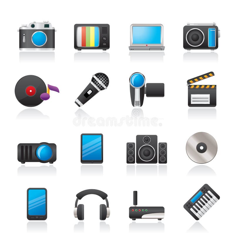 Media and technology icons stock vector. Illustration of industry ...