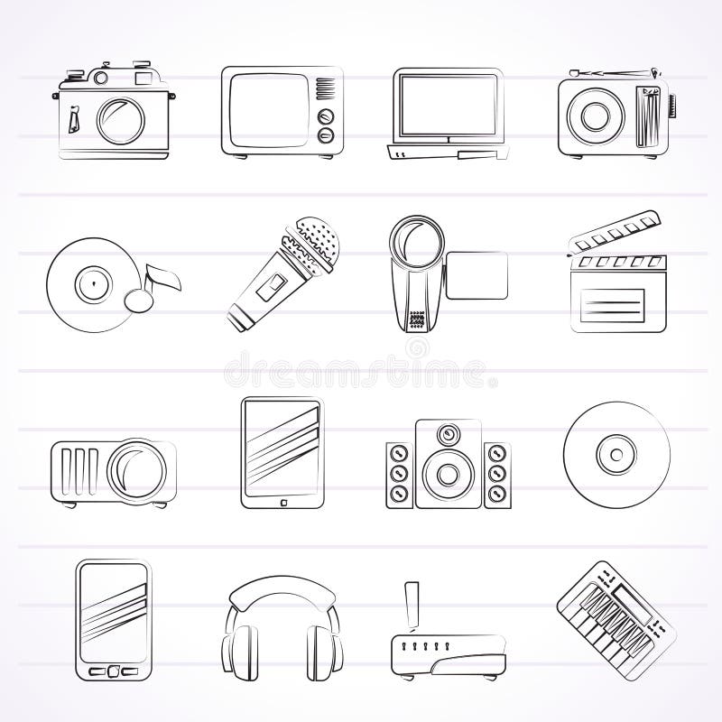 Media and technology icons stock vector. Illustration of phone - 35849799