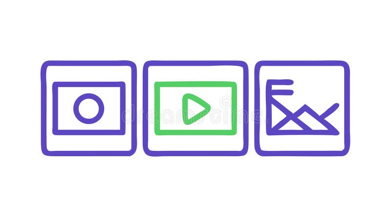 Media Types Icon, File Formats for Video, Audio, and Images, Vector ...
