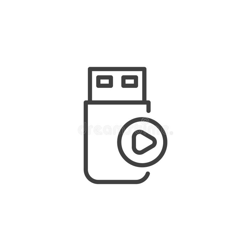 Media usb drive line icon stock illustration. Illustration of symbol ...