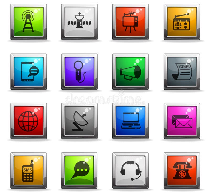 Media icon set stock vector. Illustration of satellite - 122127922