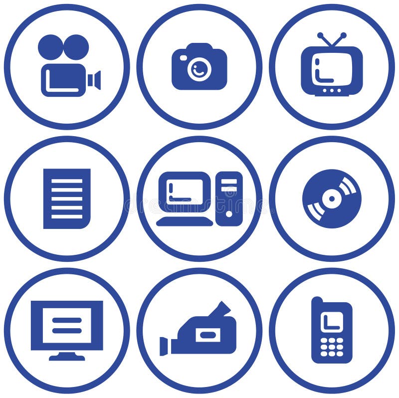Media - VectorPictogrammen vector illustratie. Illustration of monitor ...