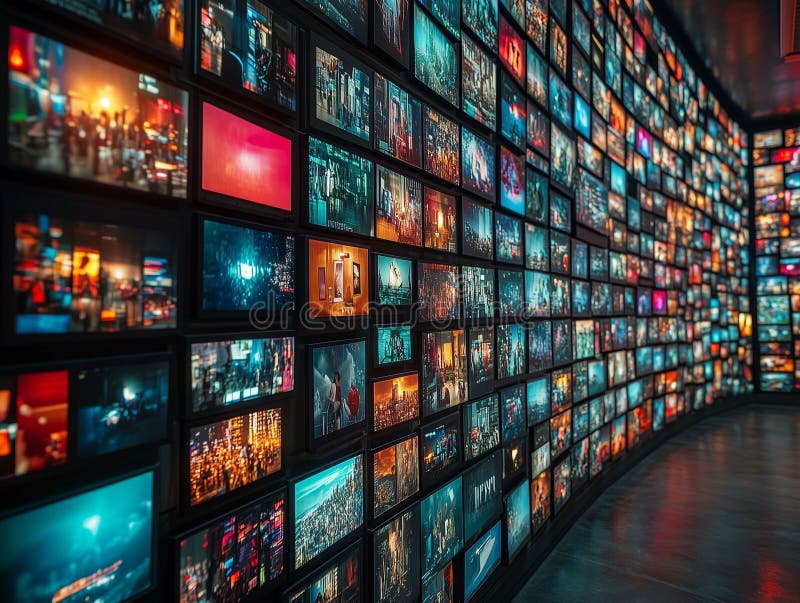 Media Wall Channels and News Display Stock Illustration - Illustration ...