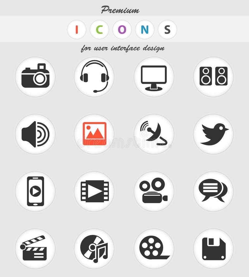 Media icon set stock vector. Illustration of megaphone - 123057024