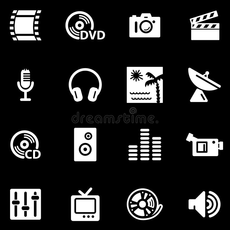 Media white web icons stock vector. Illustration of antenna - 10375518