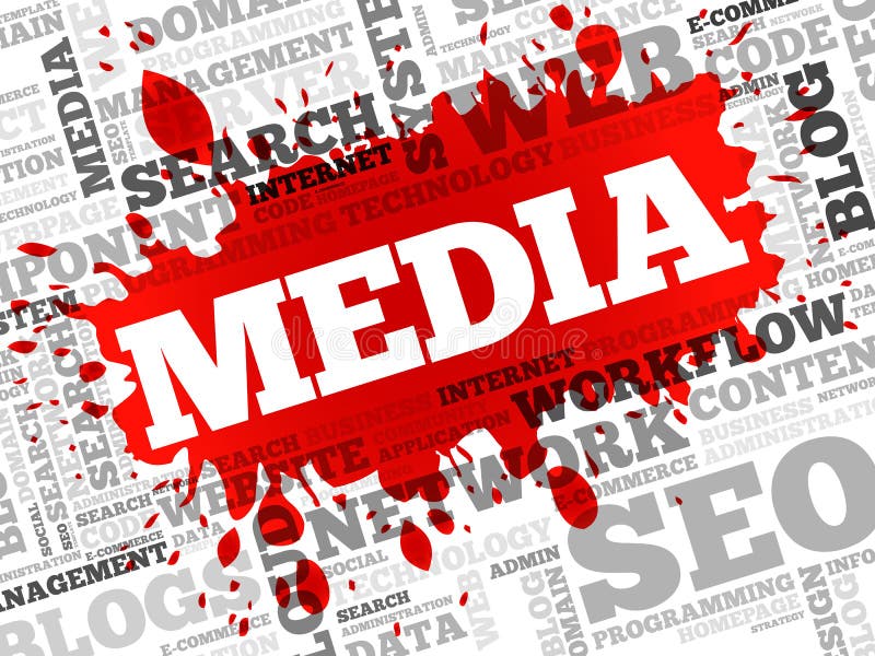 Media word cloud stock illustration. Illustration of creativity - 202356735