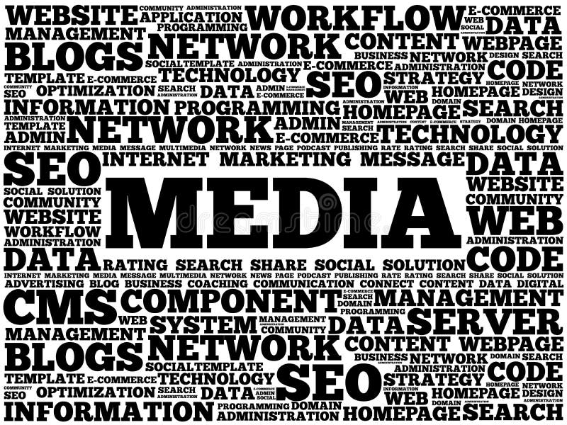 Media word cloud stock illustration. Illustration of advertisement ...