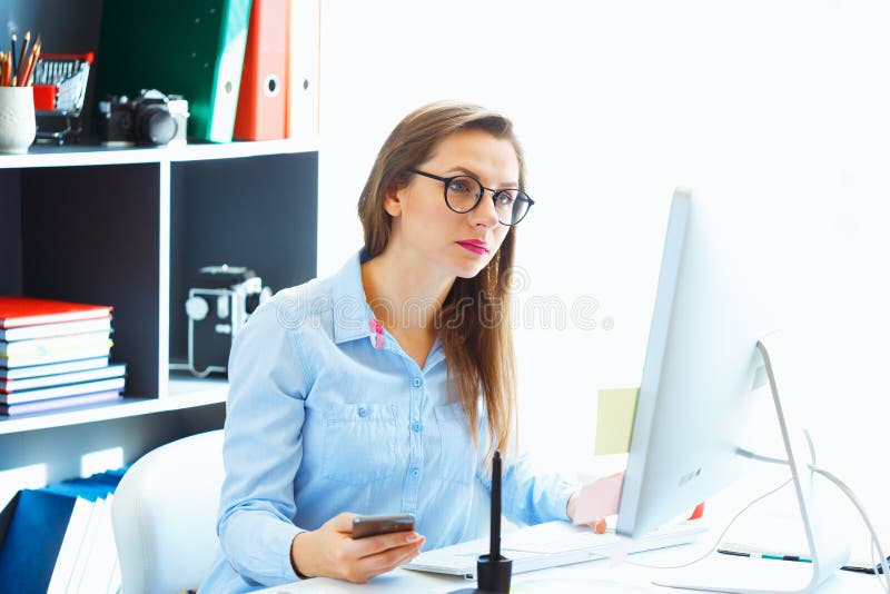 Media Worker Working at the Home Office Stock Photo - Image of monitor ...