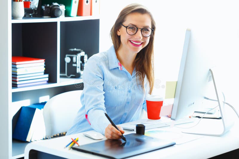 Media Worker Working at the Home Office Stock Photo - Image of draw ...