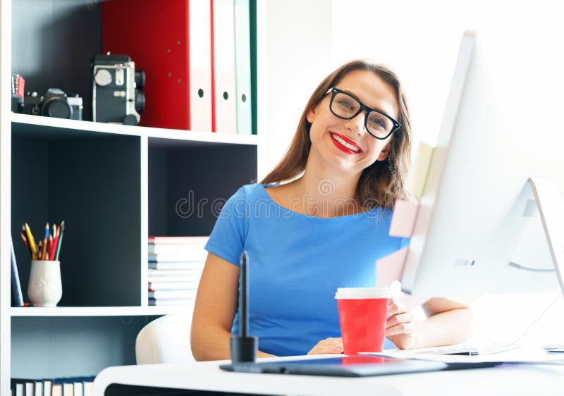 Media Worker Doing Several Things at Once at the Home Office Stock ...