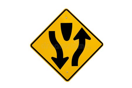 Median Ahead Road Sign Isolate Stock Image - Image of diamond, white ...