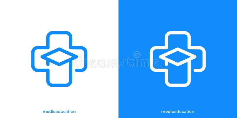 Simple Medical Education Logo. Graduation Cap and Plus Cross Health ...