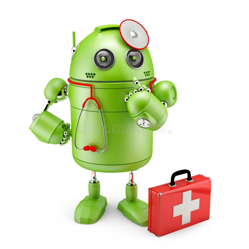 Medical Friendly Android Robot with Stethoscope. Robot Doctor Concept ...
