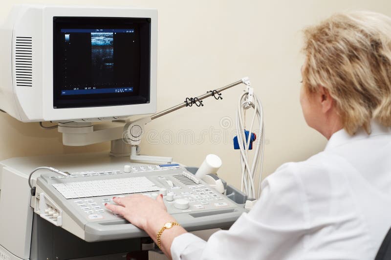 Medic Using Ultrasound System Stock Photo - Image of examinations ...
