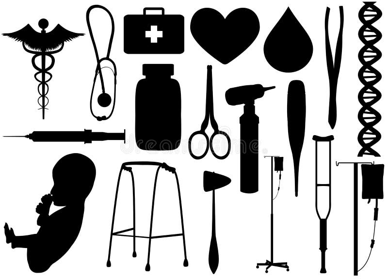 Medical tools and icons stock vector. Illustration of glass - 4786474