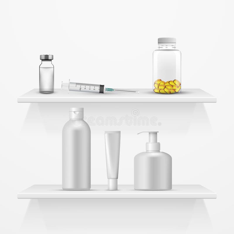 Medical Accessories on the Shelf, Set of Medical and Health Care ...