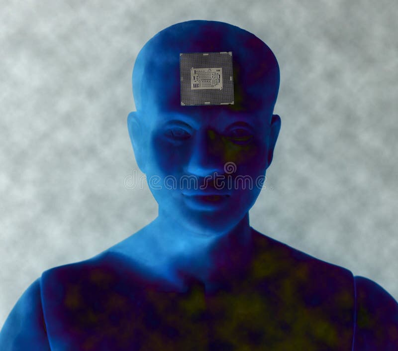 Medical Acupuncture Model of Human with CPU Processor Microchip. Stock ...