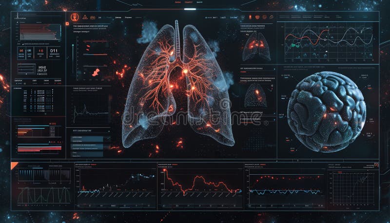 A Medical AI Interface Displaying Multiple Lung Health Indicators and ...